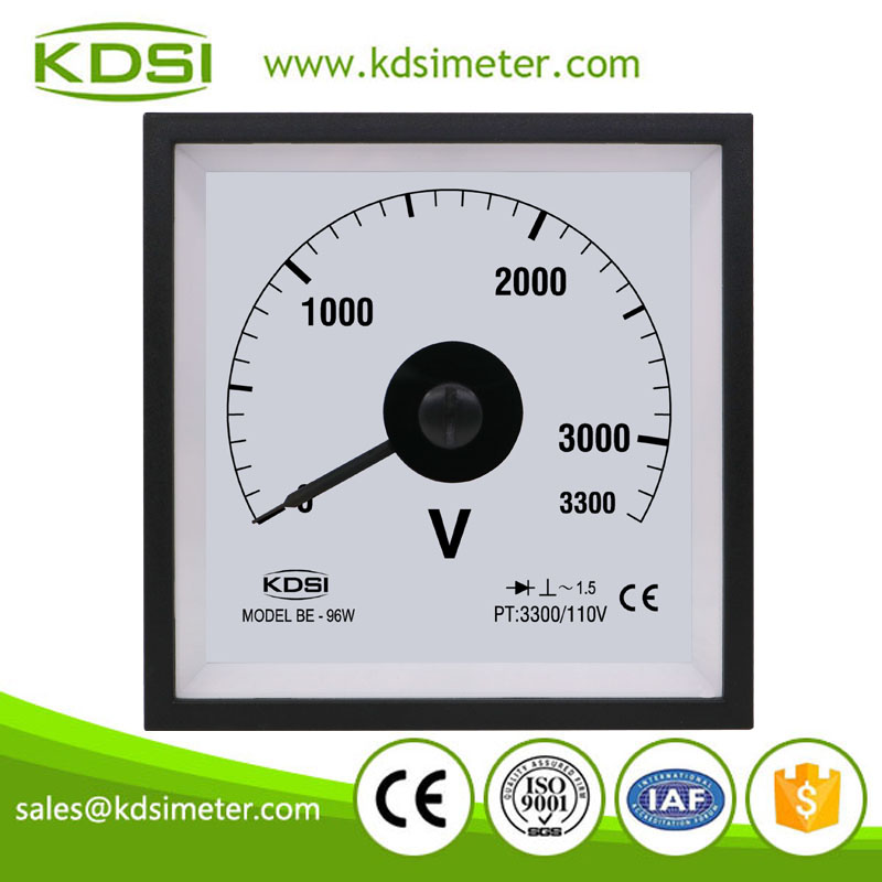Easy operation BE-96W AC3300V/110V wide angle ac analog panel mount voltmeter - Buy voltmeter ...