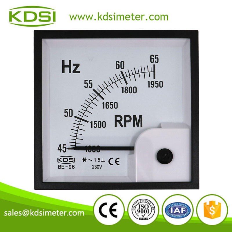 High Quality BE-96 45-65Hz+rpm 230V Panel Analog Hz+rpm Frequency Meter ...